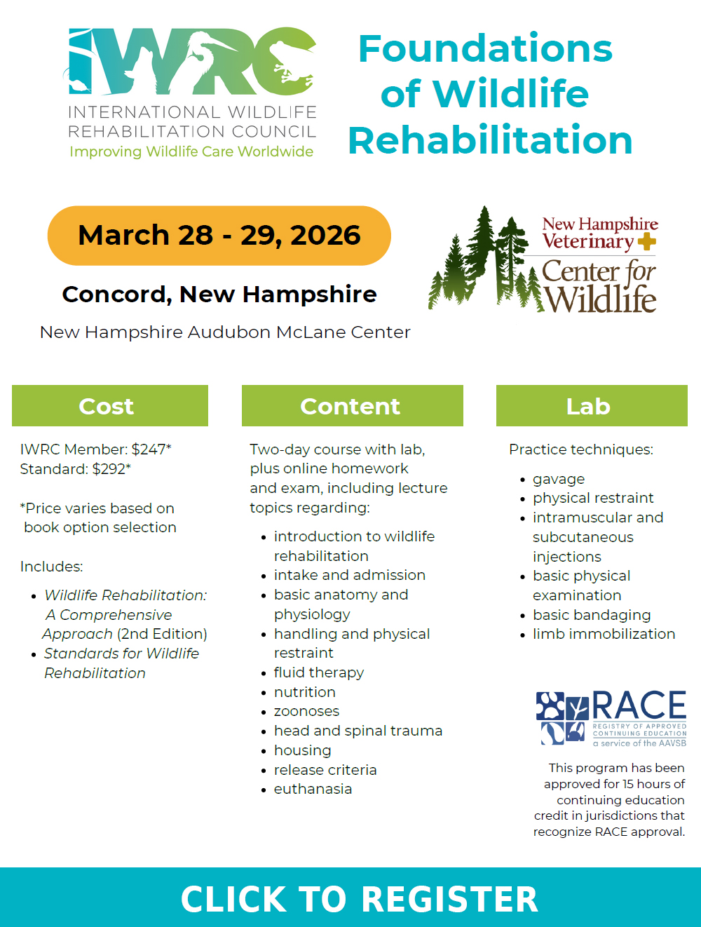 Foundations of Wildlife Rehabilitation Class - NH Veterinary Center for ...